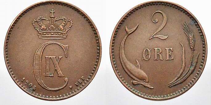 Dänemark 2 Ore 1906 Christian IX. 1863-1906. Fast vorzüglich | MA-Shops