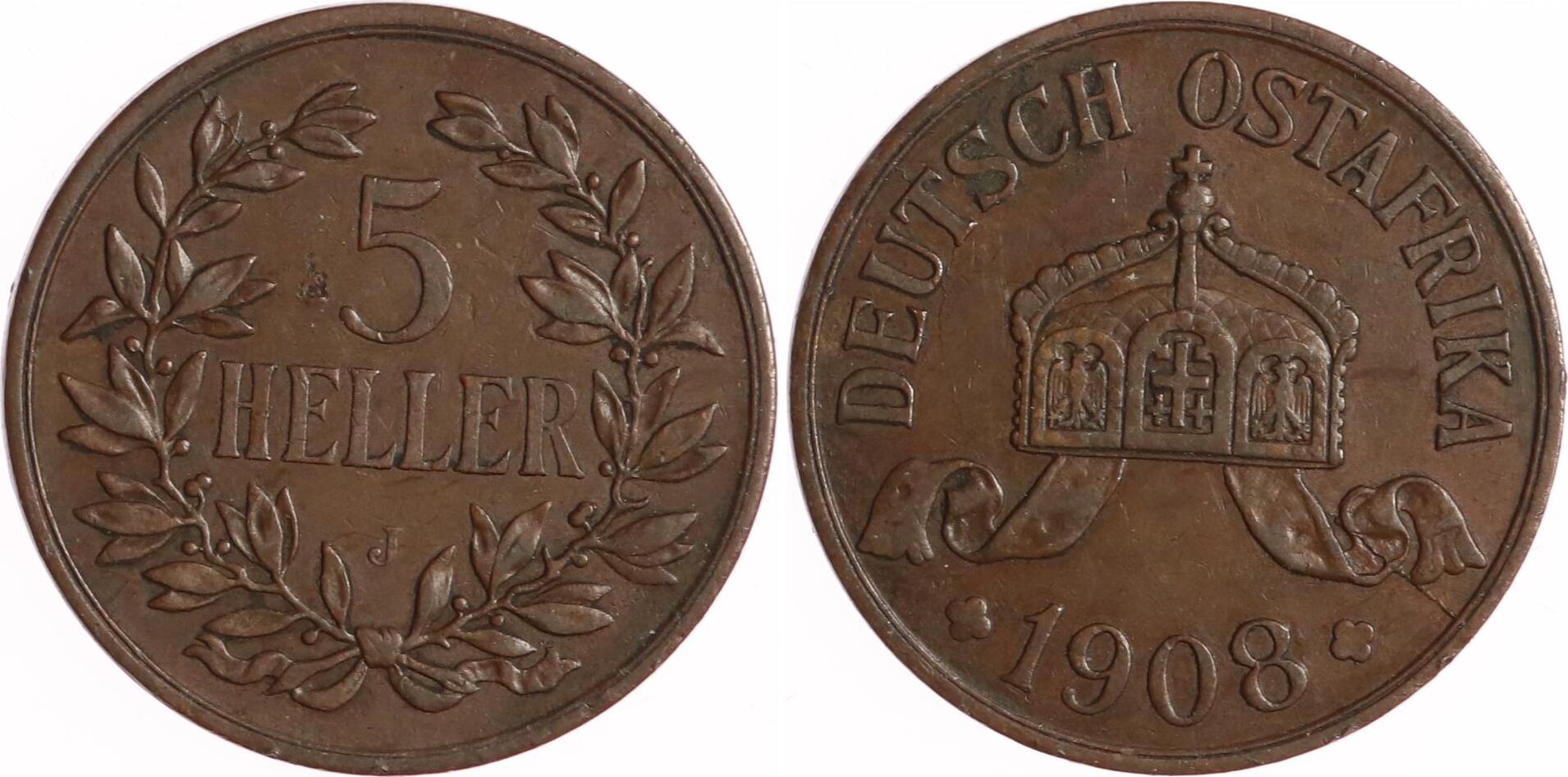 Deutsch-Ostafrika 5 Heller 1908 J Sehr schön - vorzüglich | MA-Shops