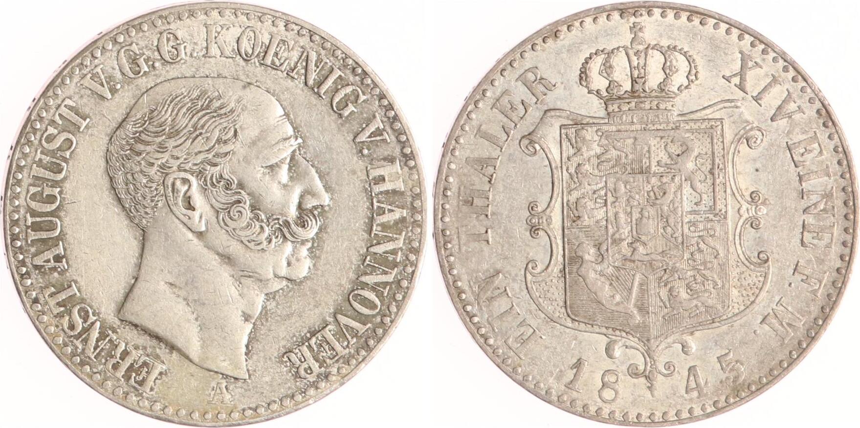 Hannover Taler 1845 Ernst August 1837-1851. Sehr schön - vorzüglich ...