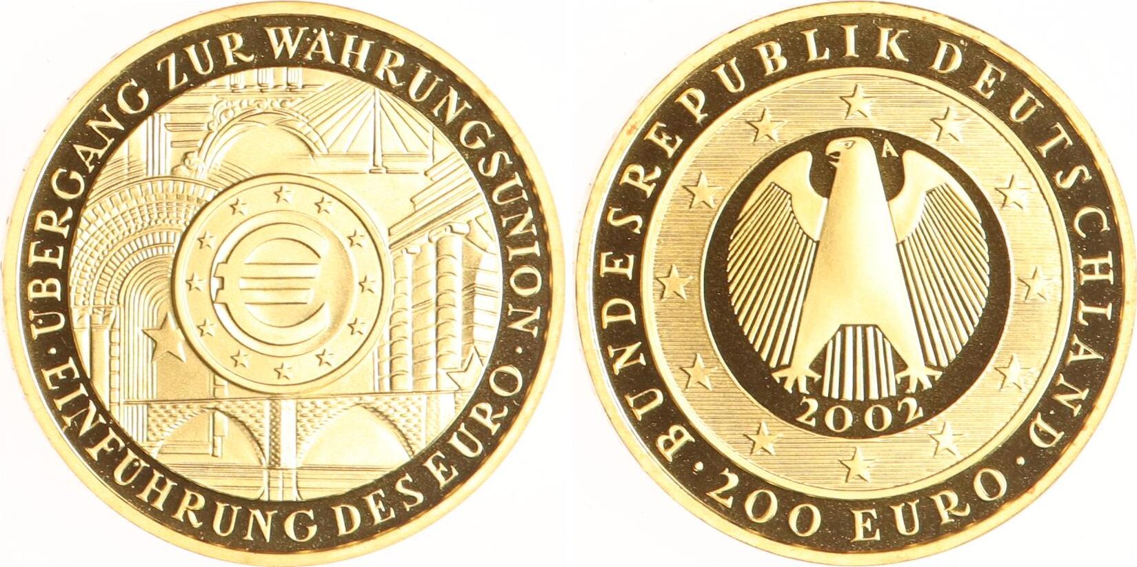 Bundesrepublik Deutschland 200 Euro 2002 A Währungsunion. Stempelglanz ...