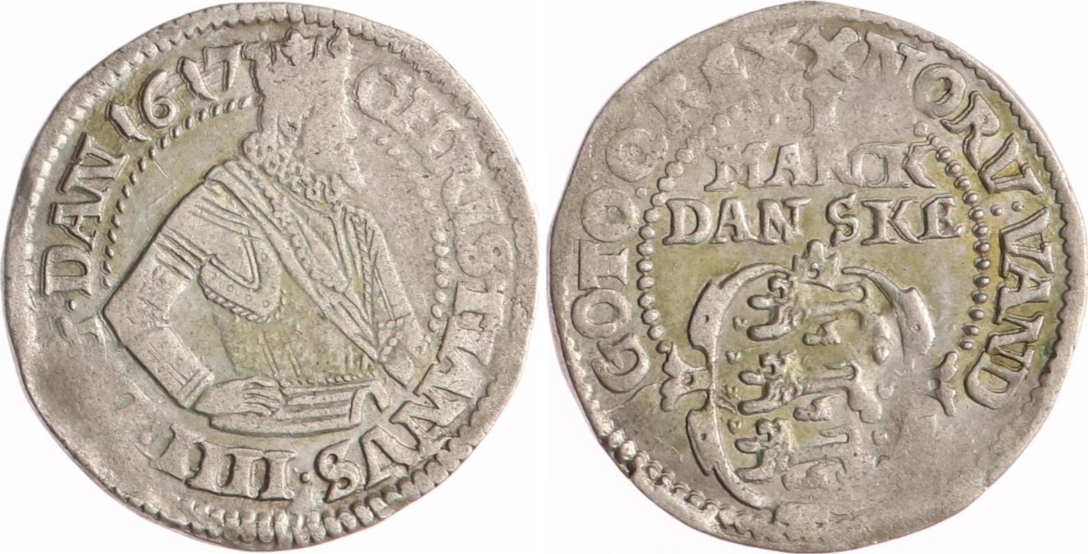 Dänemark 1 Mark 1617 Christian IV. 1588-1648 Sehr schön | MA-Shops