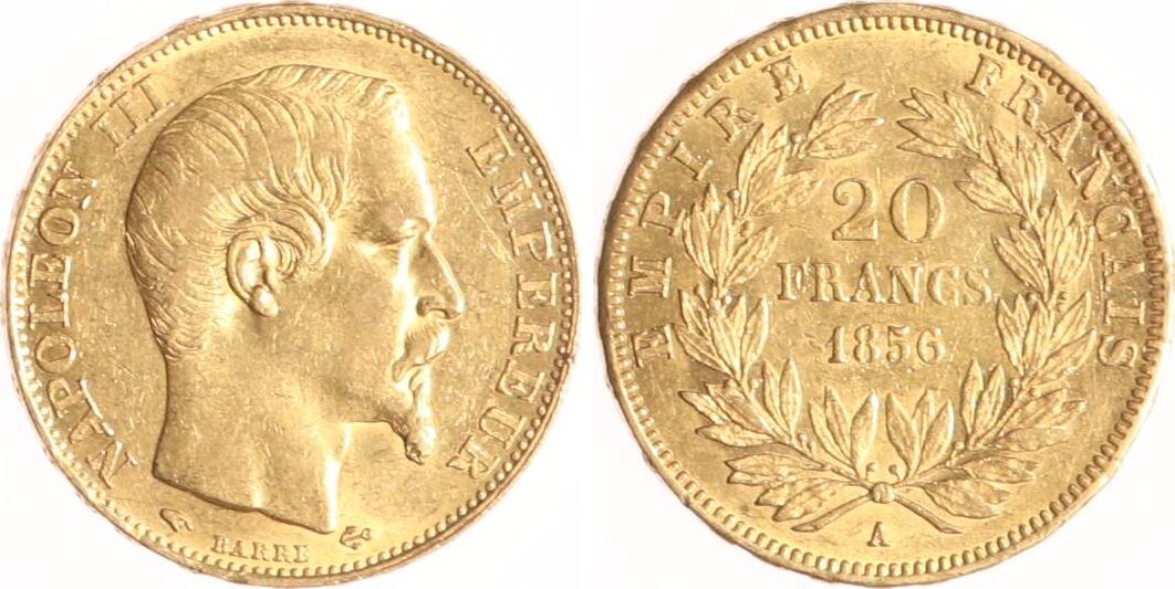 Frankreich 20 Francs 1856 A Napoleon III. 1852-1870. Vorzüglich | MA-Shops
