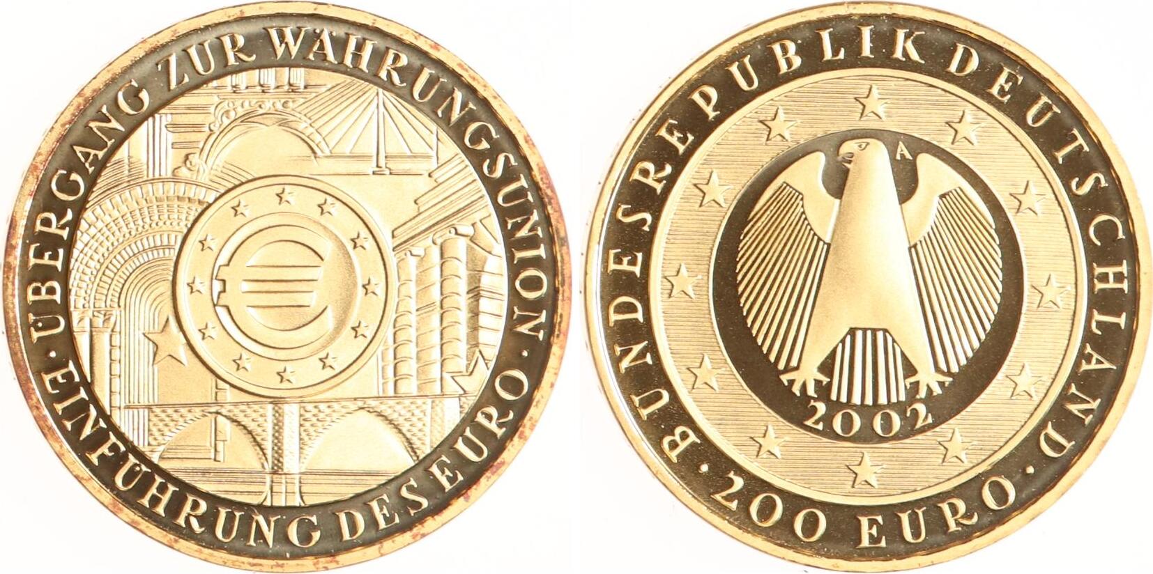 Bundesrepublik Deutschland 200 Euro 2002 A Währungsunion. Stempelglanz ...