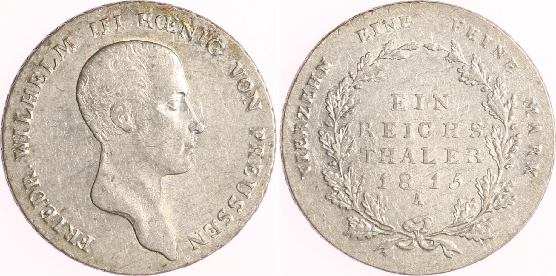 Preussen Taler 1815 A Friedrich Wilhelm III. 1797-1840. Sehr schön ...