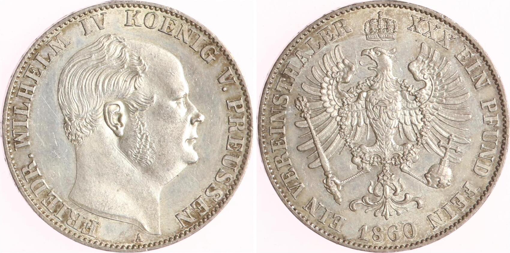 Preussen Taler 1860 A Friedrich Wilhelm IV. 1840-1861. Vorzüglich ...