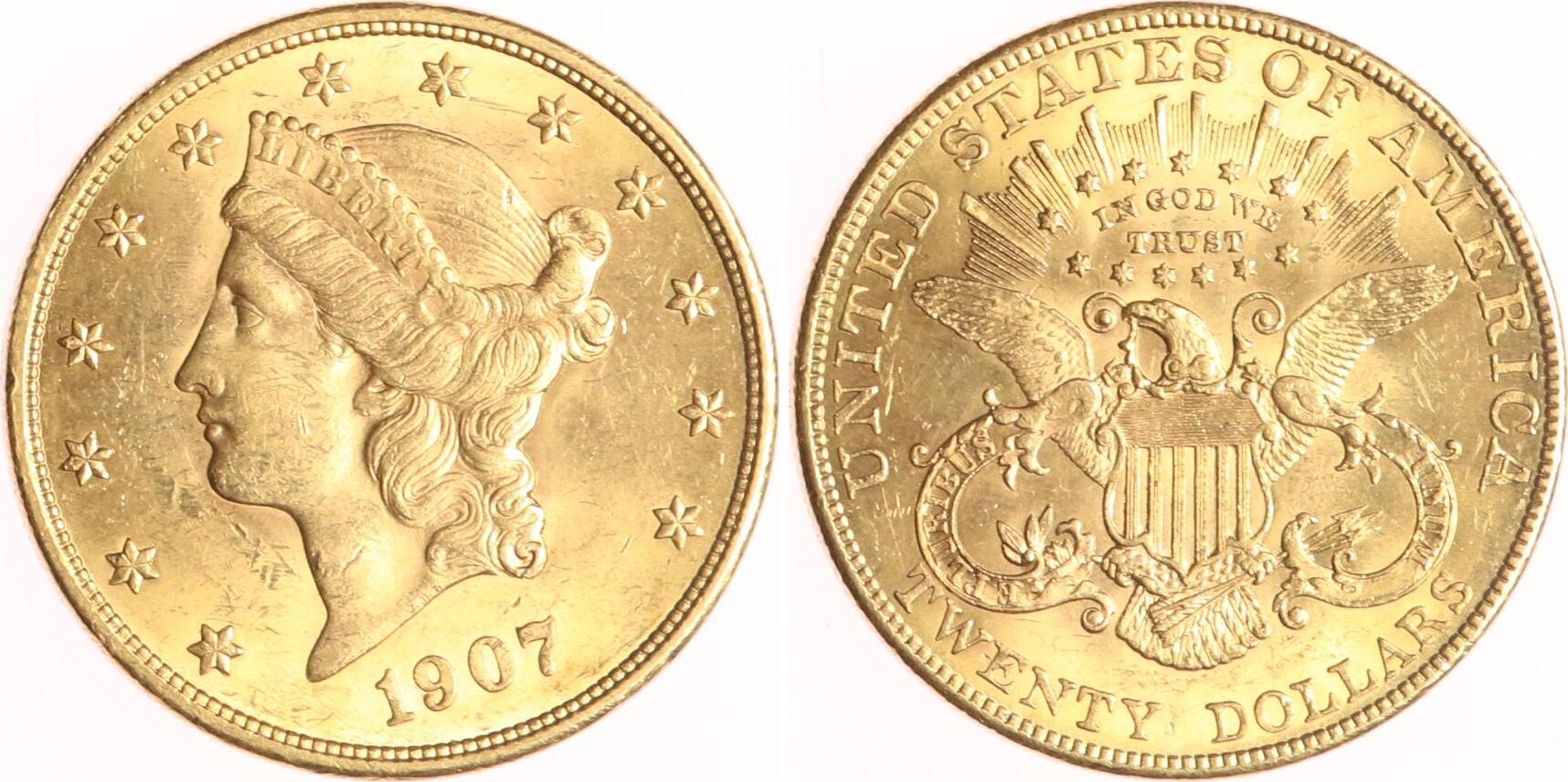 USA 20 Dollars 1907 Liberty Head. Sehr schön - vorzüglich | MA-Shops