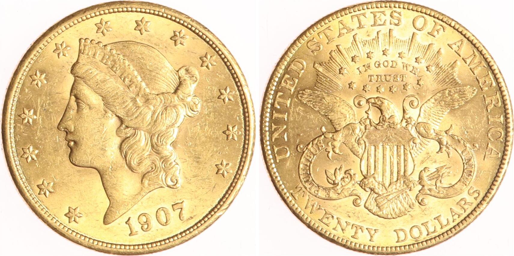 USA 20 Dollars 1907 Liberty Head. Sehr schön - vorzüglich | MA-Shops