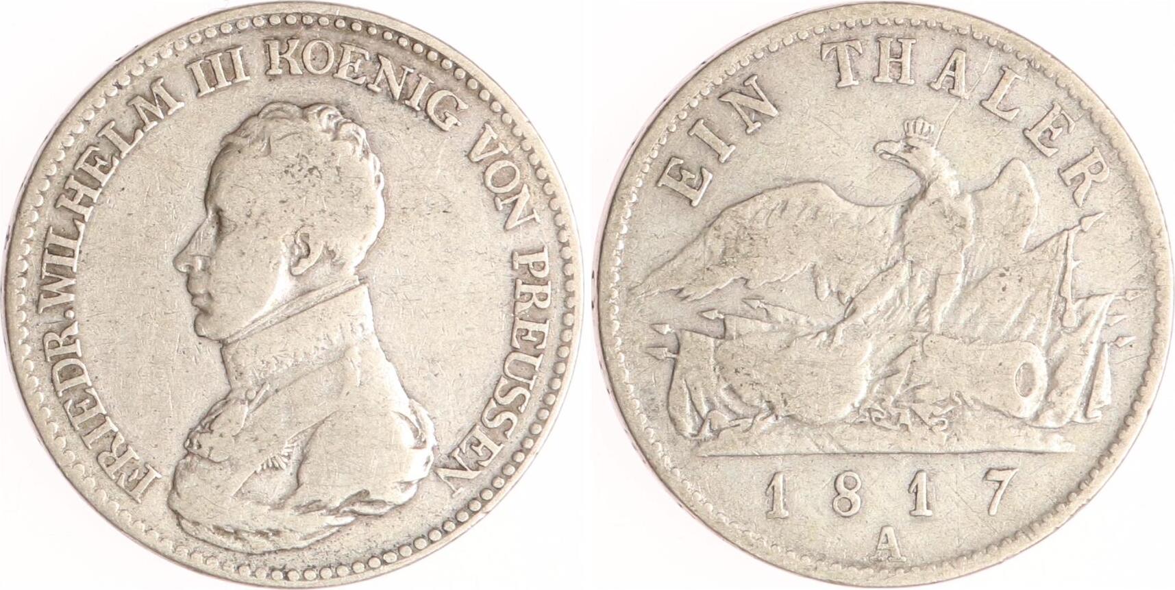 Preussen Taler 1817 A Friedrich Wilhelm III. 1797-1840. Sehr schön | MA ...