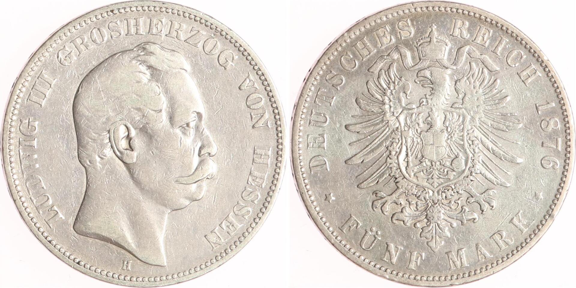 Hessen 5 Mark 1876 H Ludwig III. 1848-1877. Sehr schön+ | MA-Shops