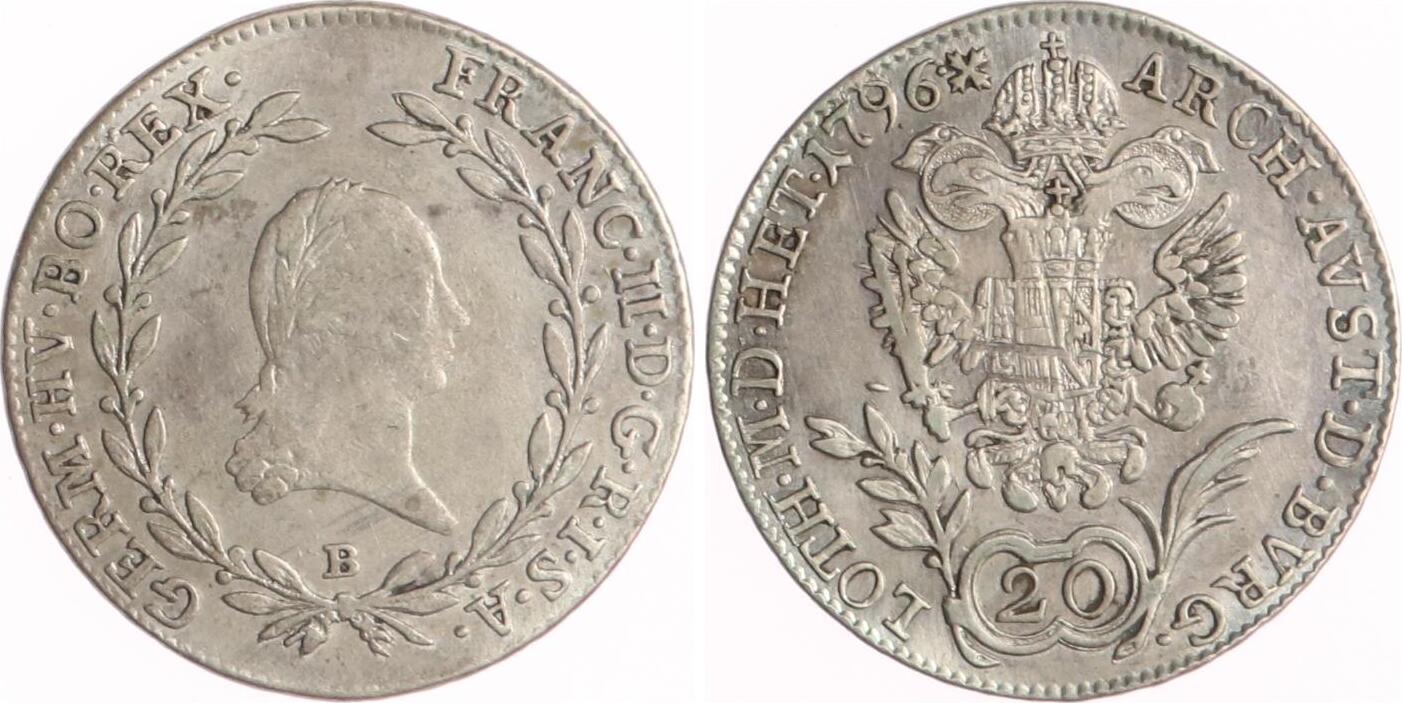 Haus Habsburg 20 Kreuzer 1796 Franz II.(I.) 1792-1835. Sehr schön+ | MA-Shops