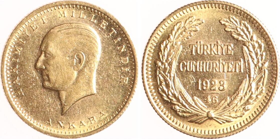 Türkei 100 Piaster 1923-48 Kemal Atatürk 1923-1938. Fast Stempelglanz ...
