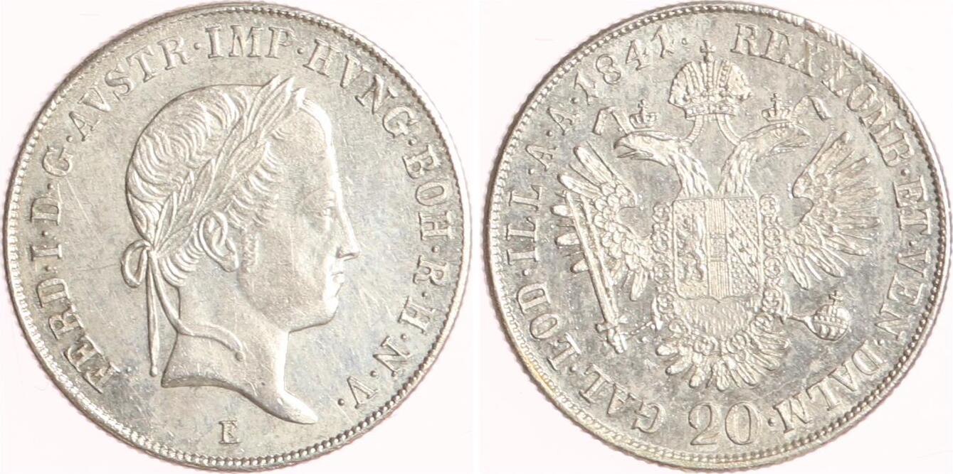 Österreich 20 Kreuzer 1841 E Ferdinand I. 1835-1848 Vorzüglich | MA-Shops