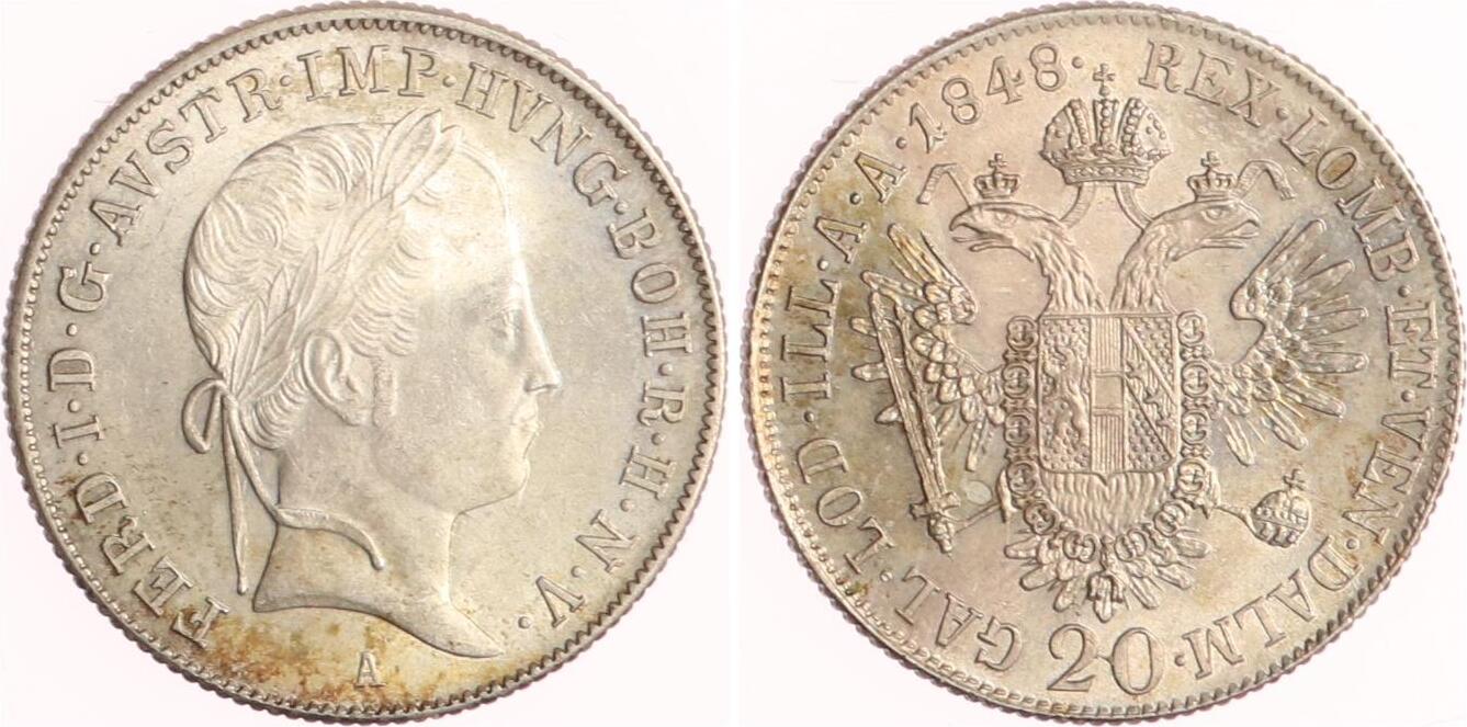 Österreich 20 Kreuzer 1848 A Ferdinand I. 1835-1848 Vorzüglich - Stempelglanz | MA-Shops