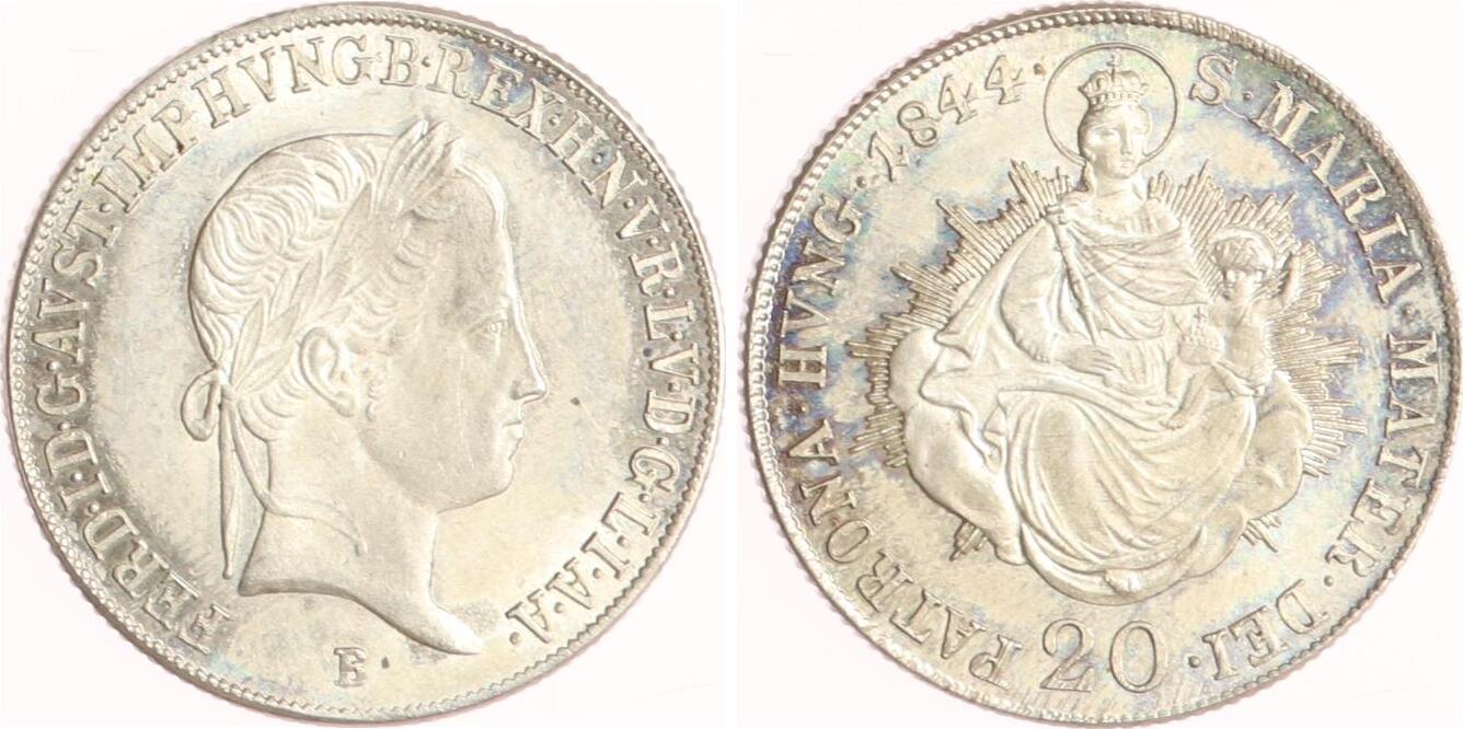 Österreich 20 Kreuzer 1844 B Ferdinand I. 1835-1848 Fast Stempelglanz | MA-Shops