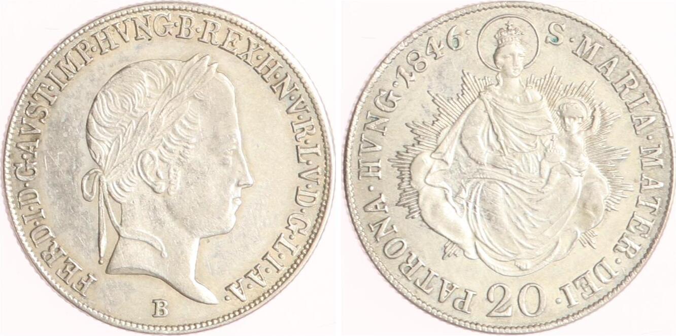 Österreich 20 Kreuzer 1846 B Ferdinand I. 1835-1848 Vorzüglich | MA-Shops