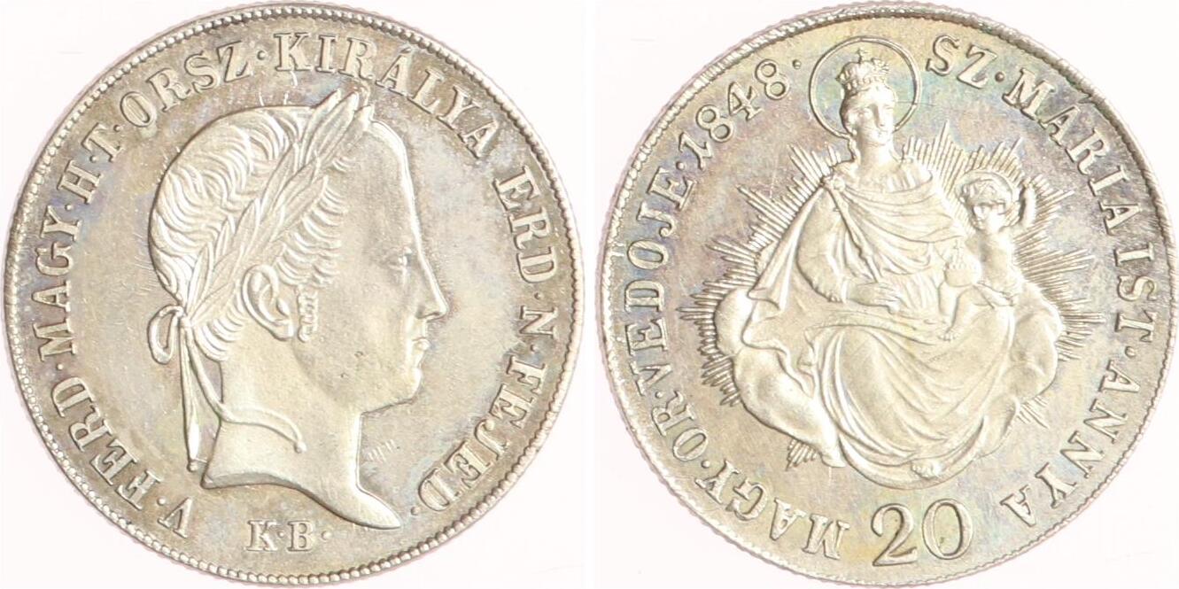 Österreich 20 Kreuzer 1848 KB Ferdinand I. 1835-1848 Vorzüglich - Stempelglanz | MA-Shops