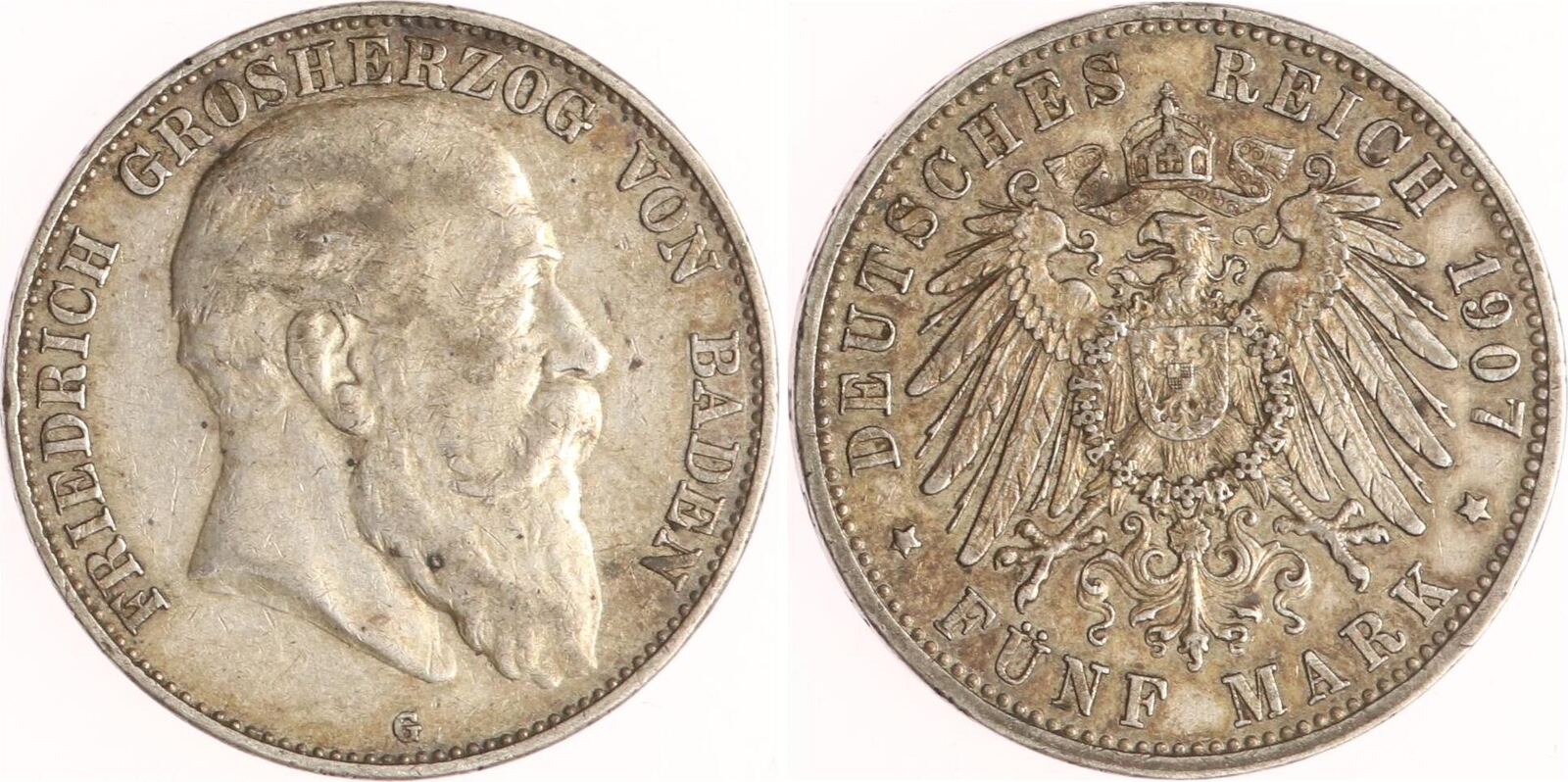 Baden 5 Mark 1907 G Friedrich I. 1856-1907. Sehr schön | MA-Shops