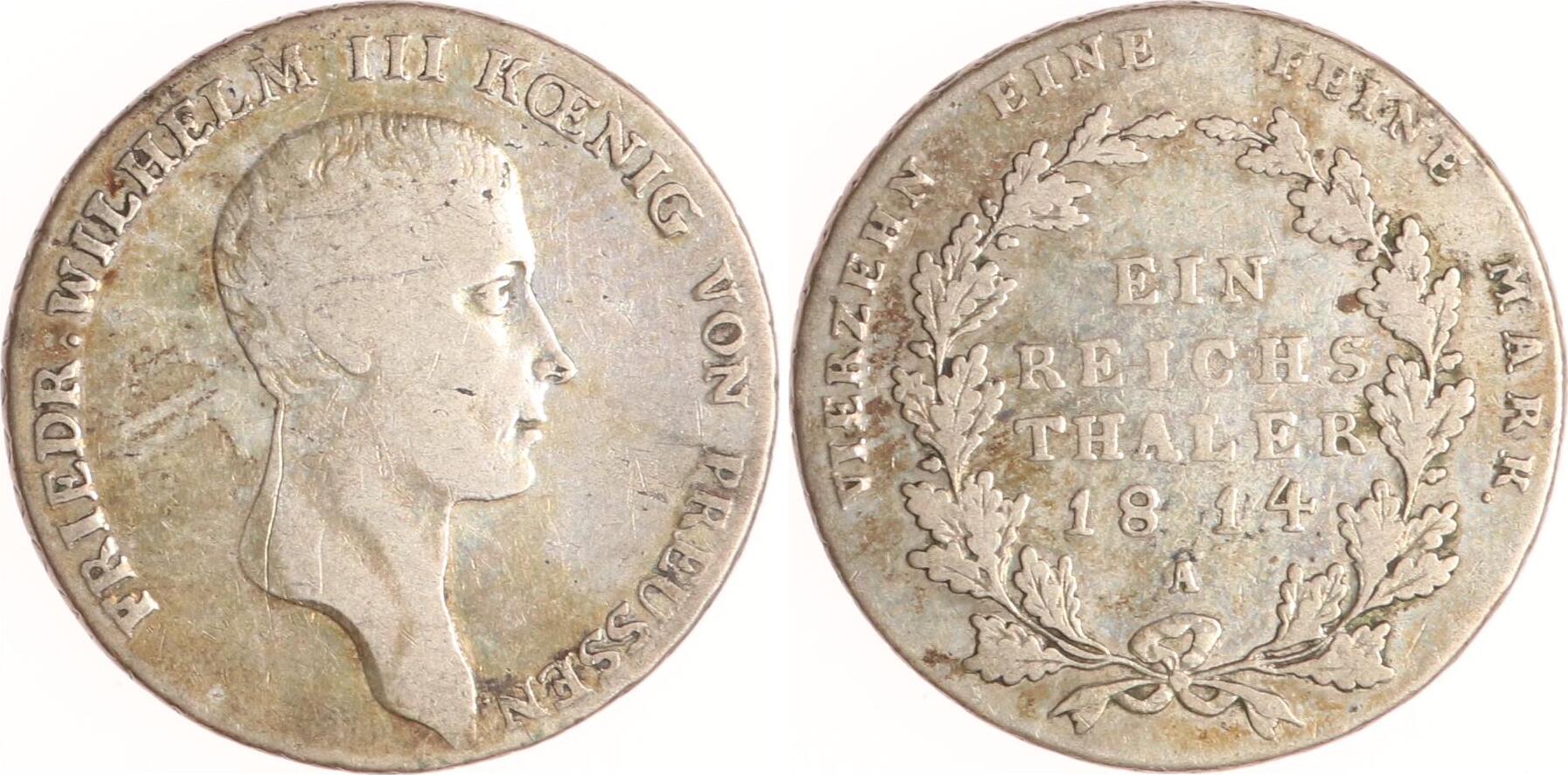 Preussen Taler 1814 A Friedrich Wilhelm III. 1797-1840. Schön/Sehr ...