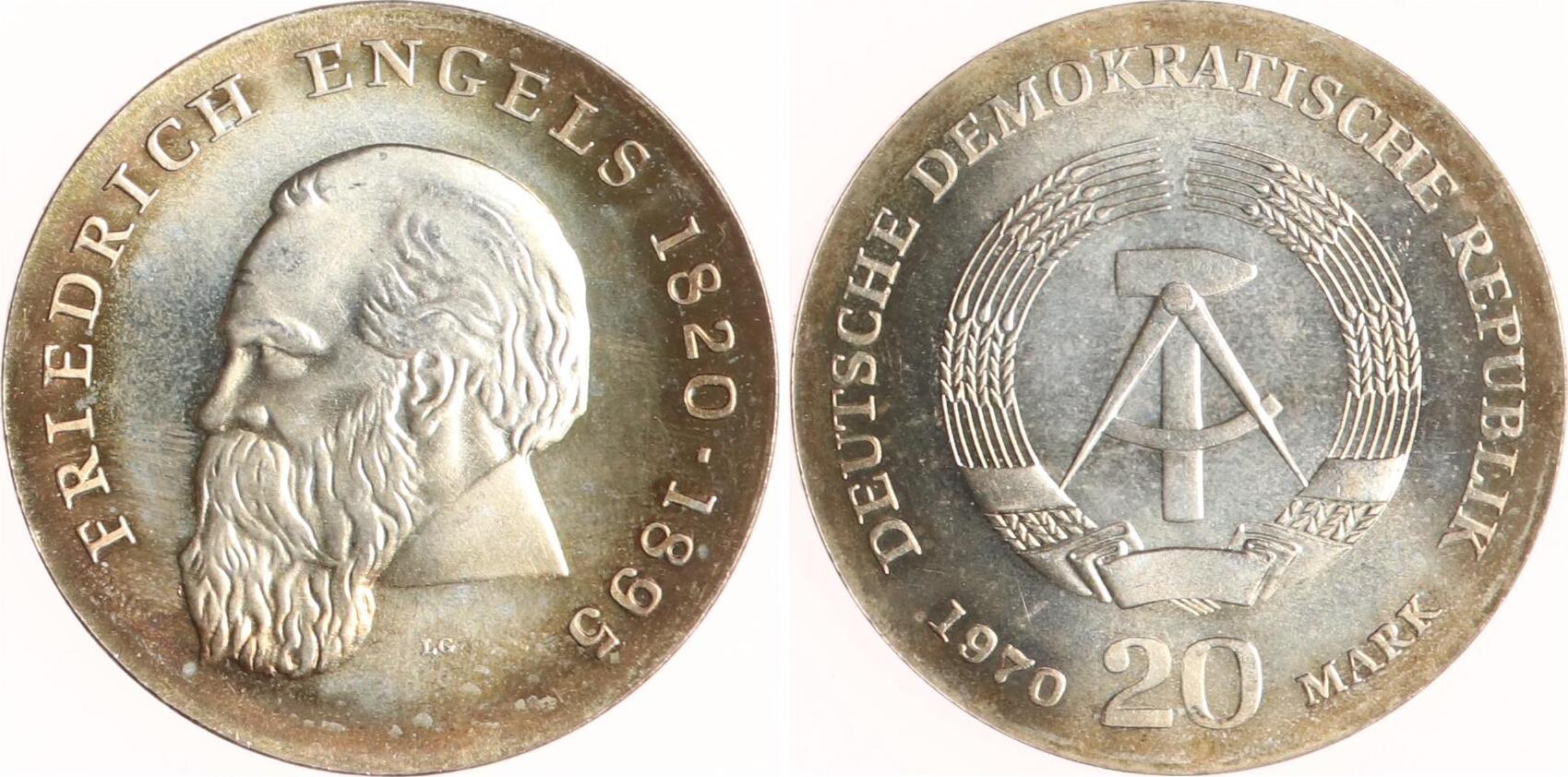 DDR 20 Mark 1970 (A) Friedrich Engels. Fast Stempelglanz | MA-Shops