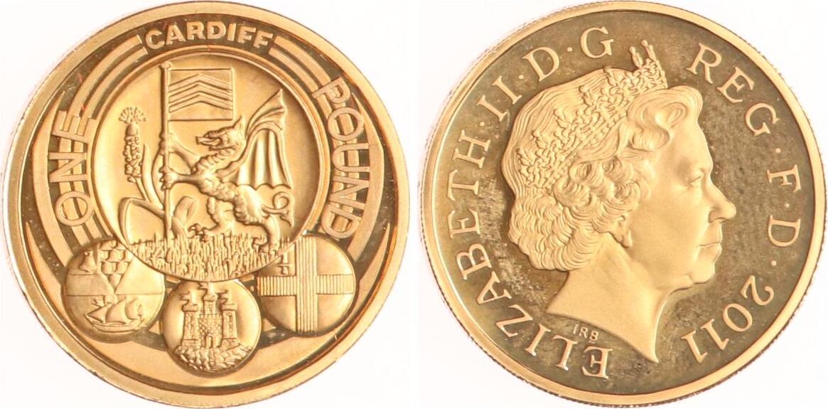 Großbritannien 1 Pound 2011 Piedfort - Cardiff. Polierte Platte im Etui ...