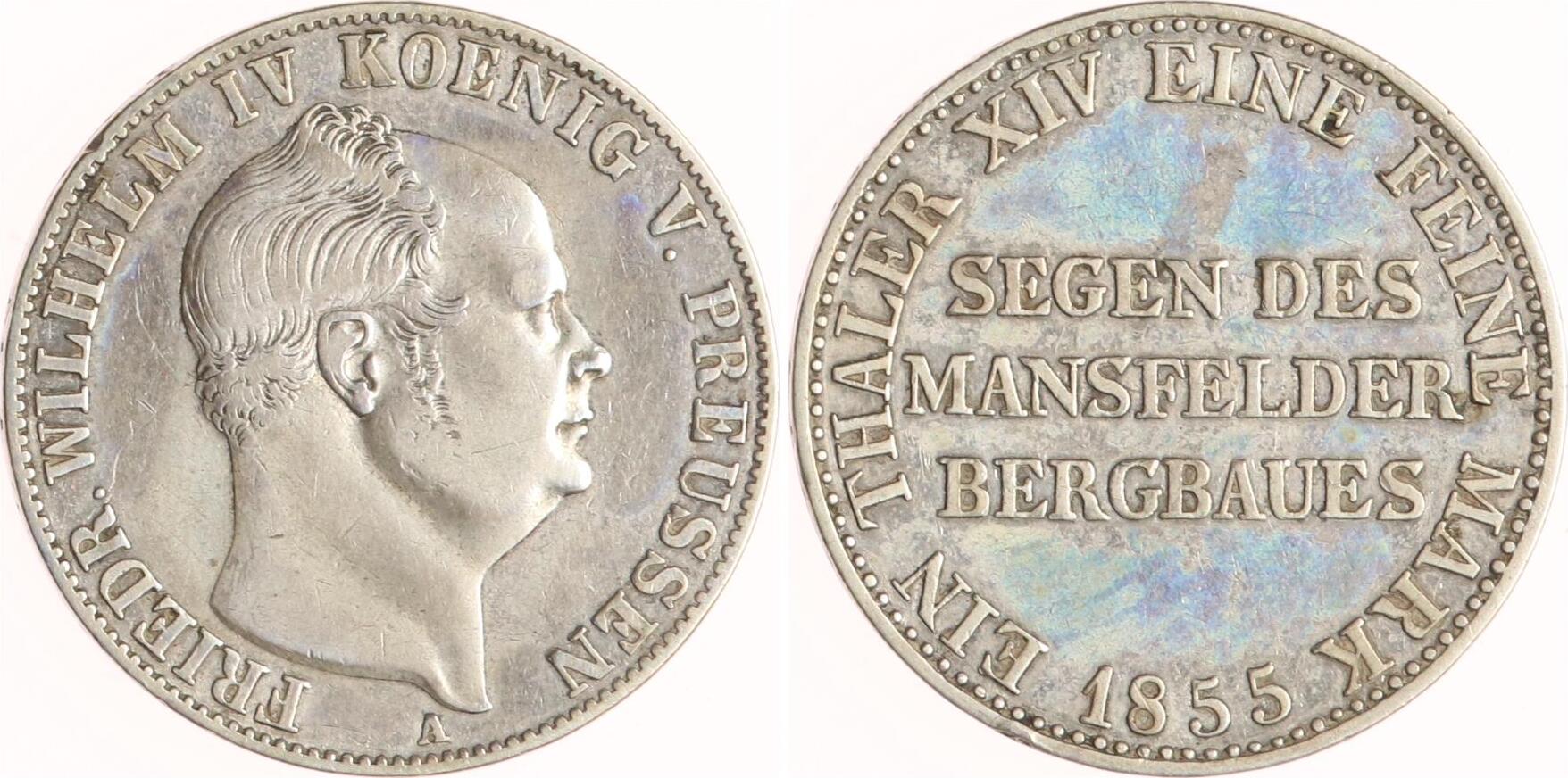 Preussen Ausbeutetaler 1855 A Friedrich Wilhelm IV. 1840-1861. Sehr schön | MA-Shops