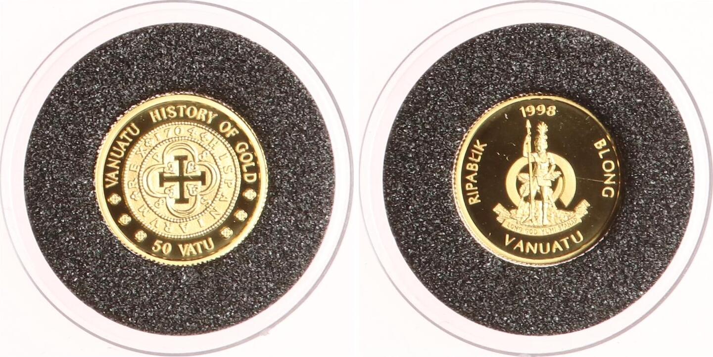 Vanuatu 50 Vatu 1998 Spanische Goldmünze. Polierte Platte | MA-Shops