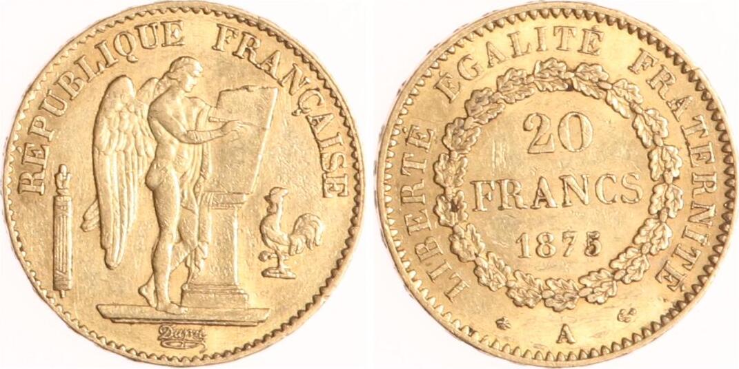 Frankreich 20 Francs 1875 A Dritte Französische Republik. Vorzüglich ...