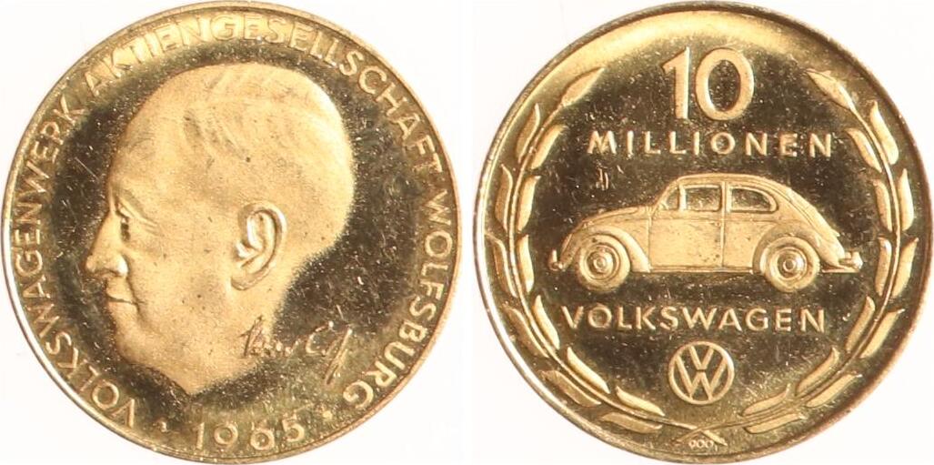Goldmedaille 1965 10 Millionen Volkswagen. Fast Stempelglanz | MA-Shops