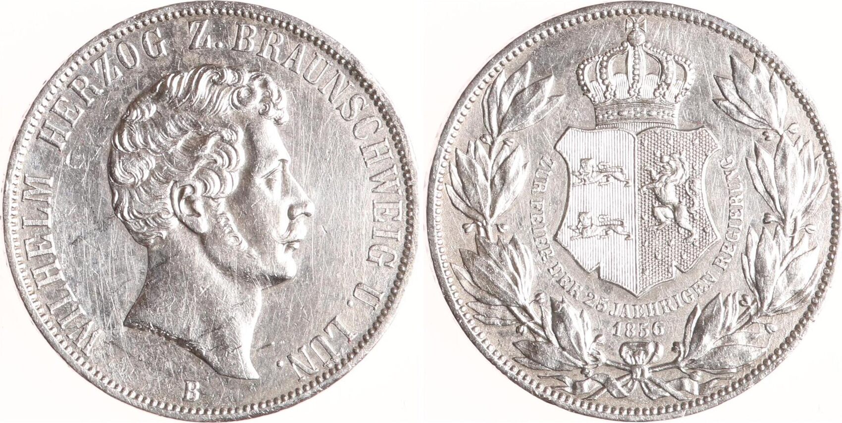 Braunschweig Vereinsdoppeltaler 1856 Wilhelm 1831-1884. Sehr schön, etwas berieben | MA-Shops