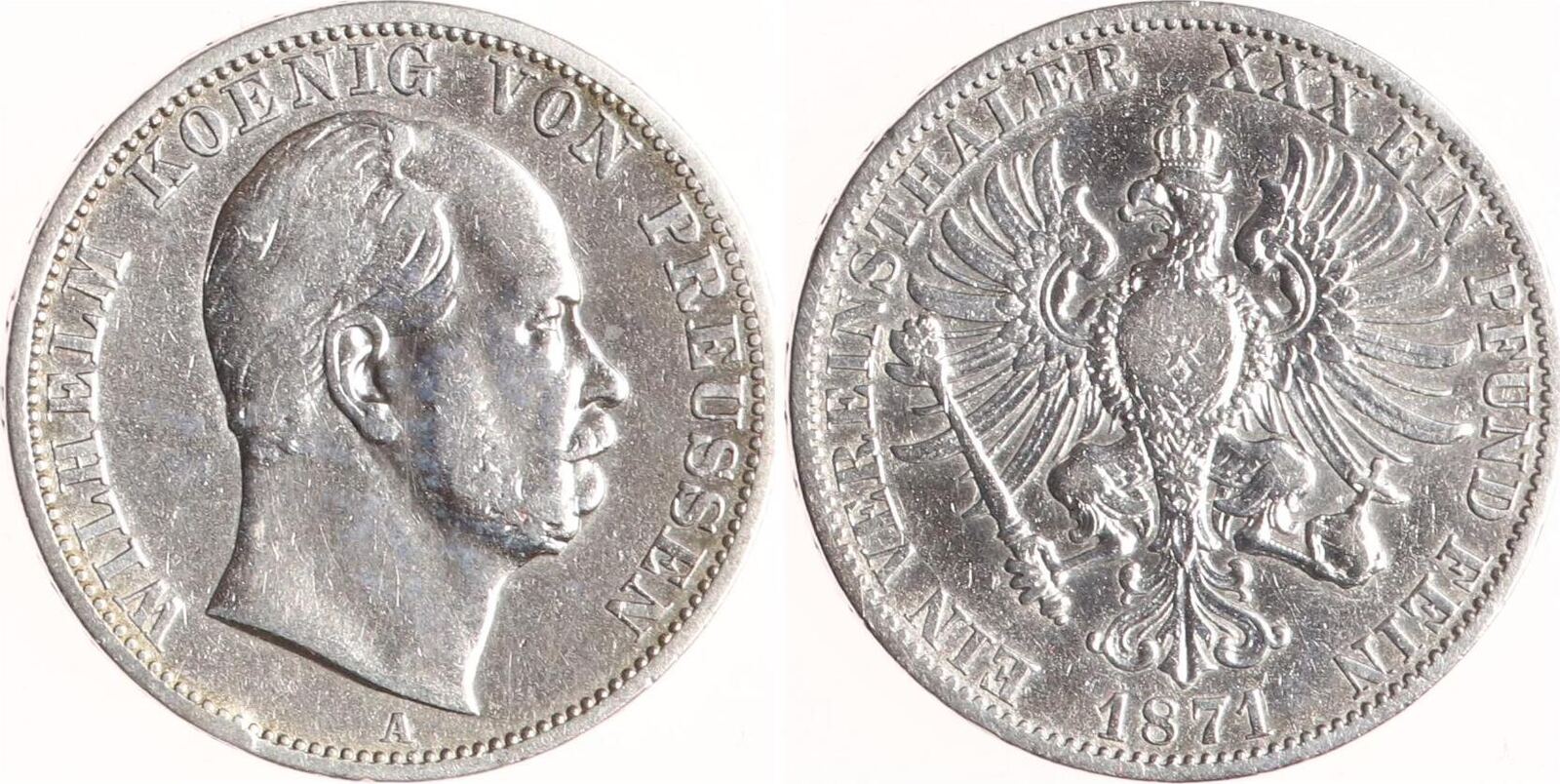 Preussen Taler 1871 A Wilhelm I. 1861-1888. Sehr schön, winziger ...