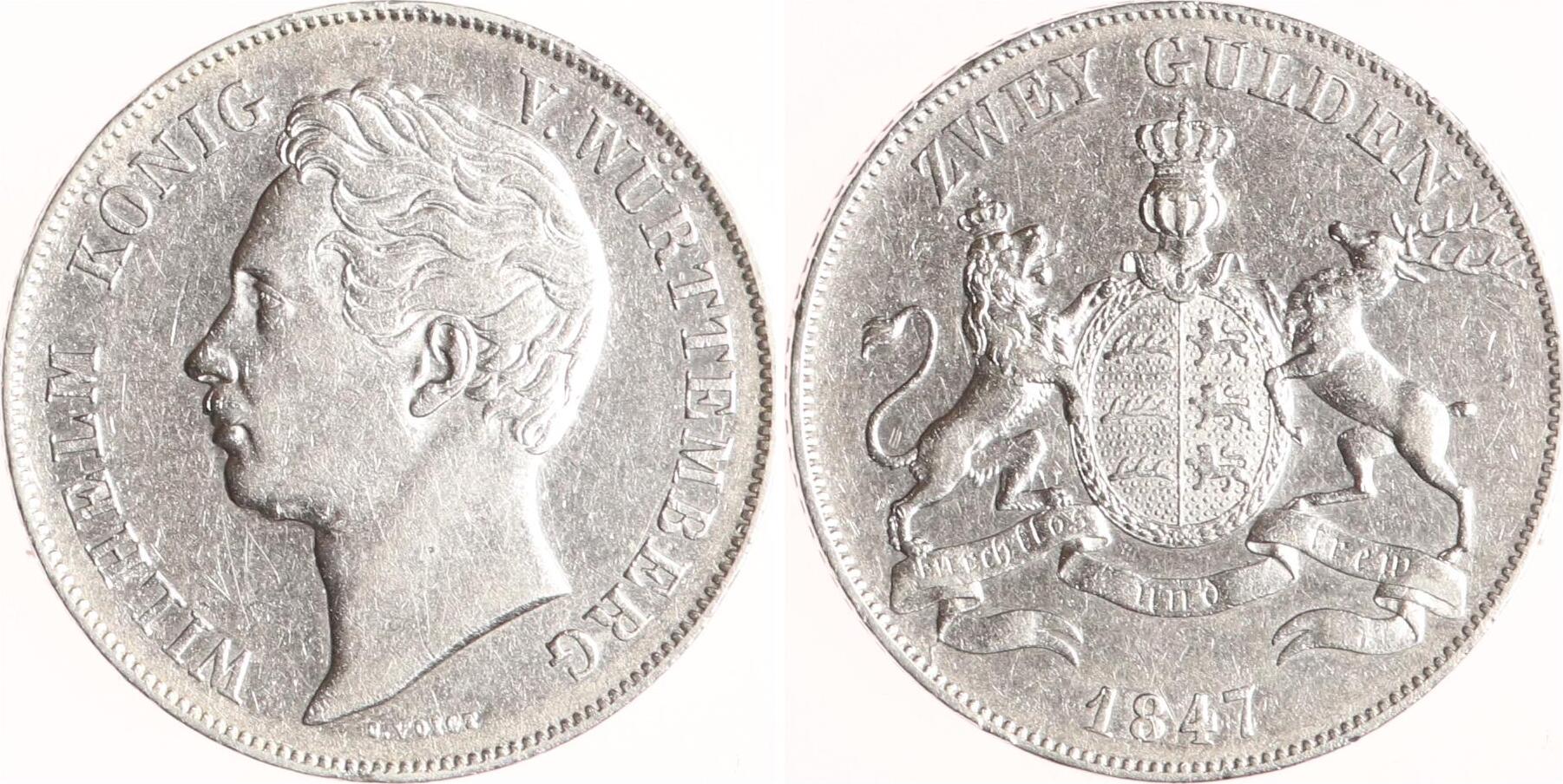 Württemberg Doppelgulden 1847 Wilhelm I. 1816-1864. Sehr schön | MA-Shops