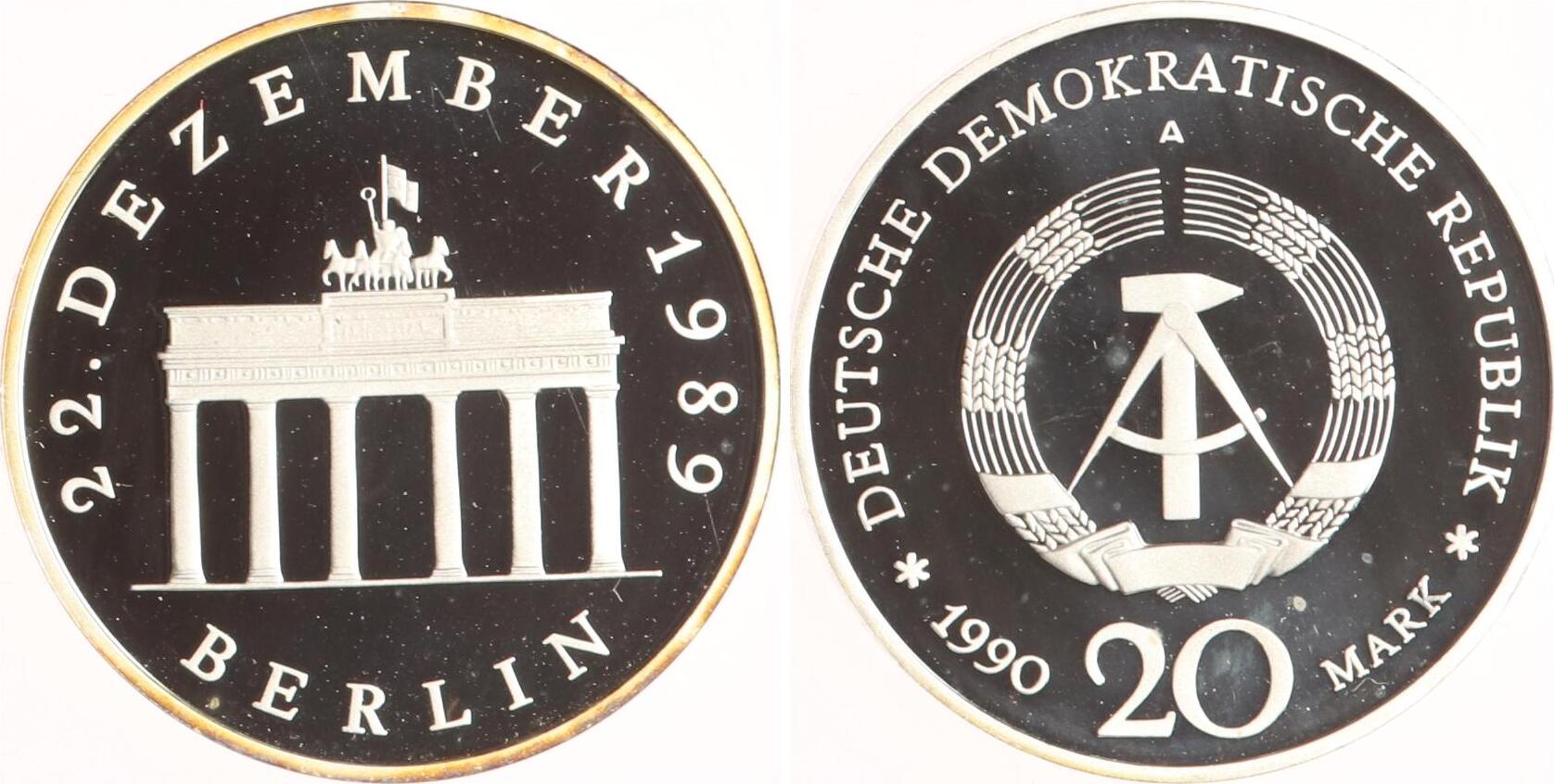 DDR 20 Mark 1990 A Brandenburger Tor. Polierte Platte | MA-Shops