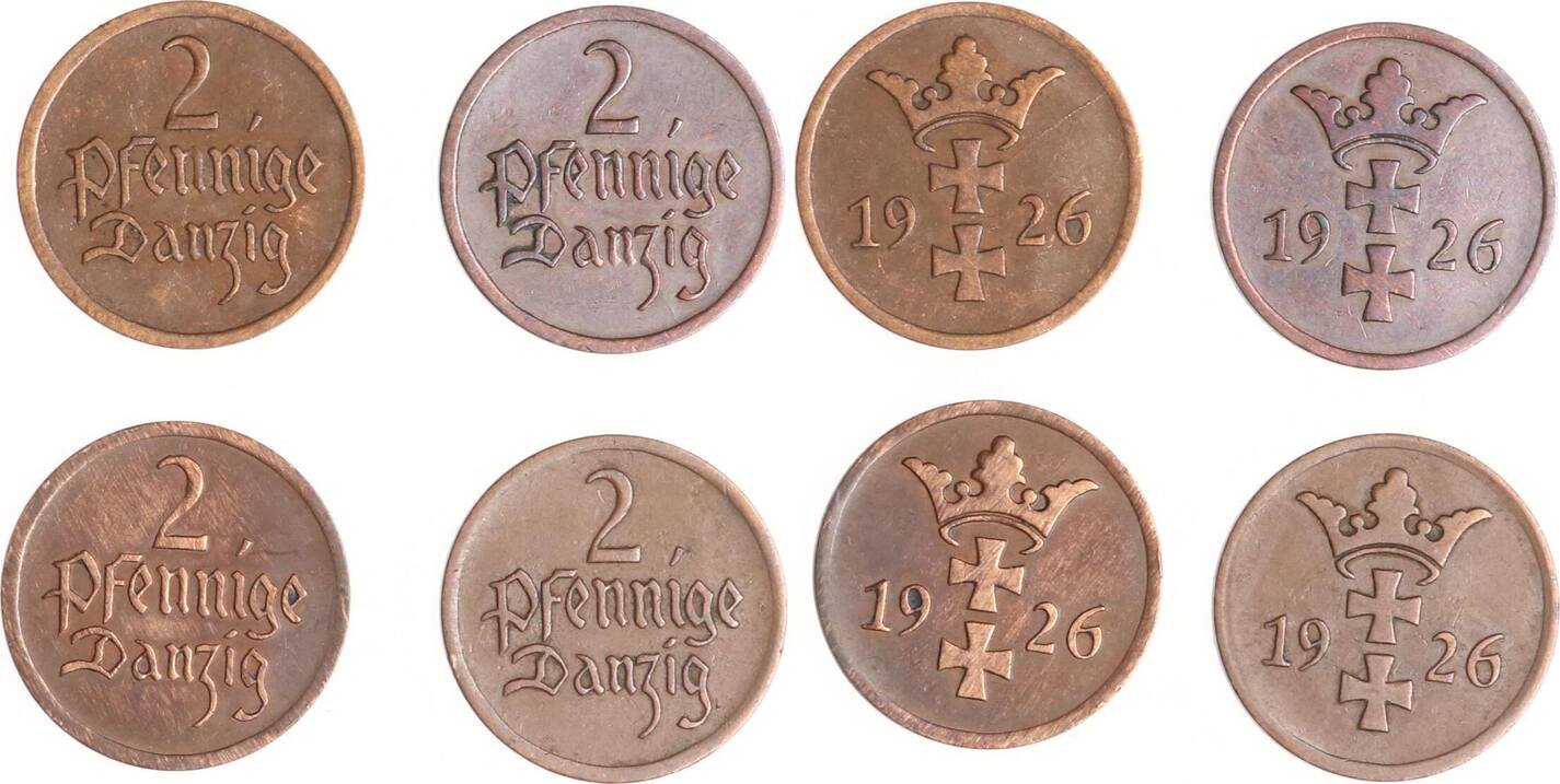 Danzig 4 x 2 Pfennig 1926 (A) meist sehr schön | MA-Shops