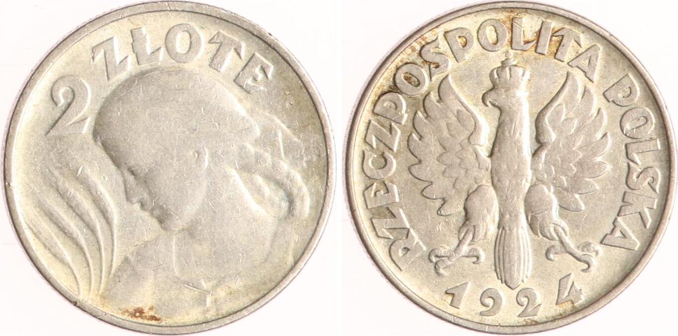 Polen 2 Zlote 1924 Republik 1919-1939. Sehr schön+ | MA-Shops