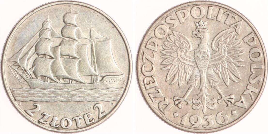 Polen 2 Zlote 1936 Republik 1919-1939. Sehr schön | MA-Shops