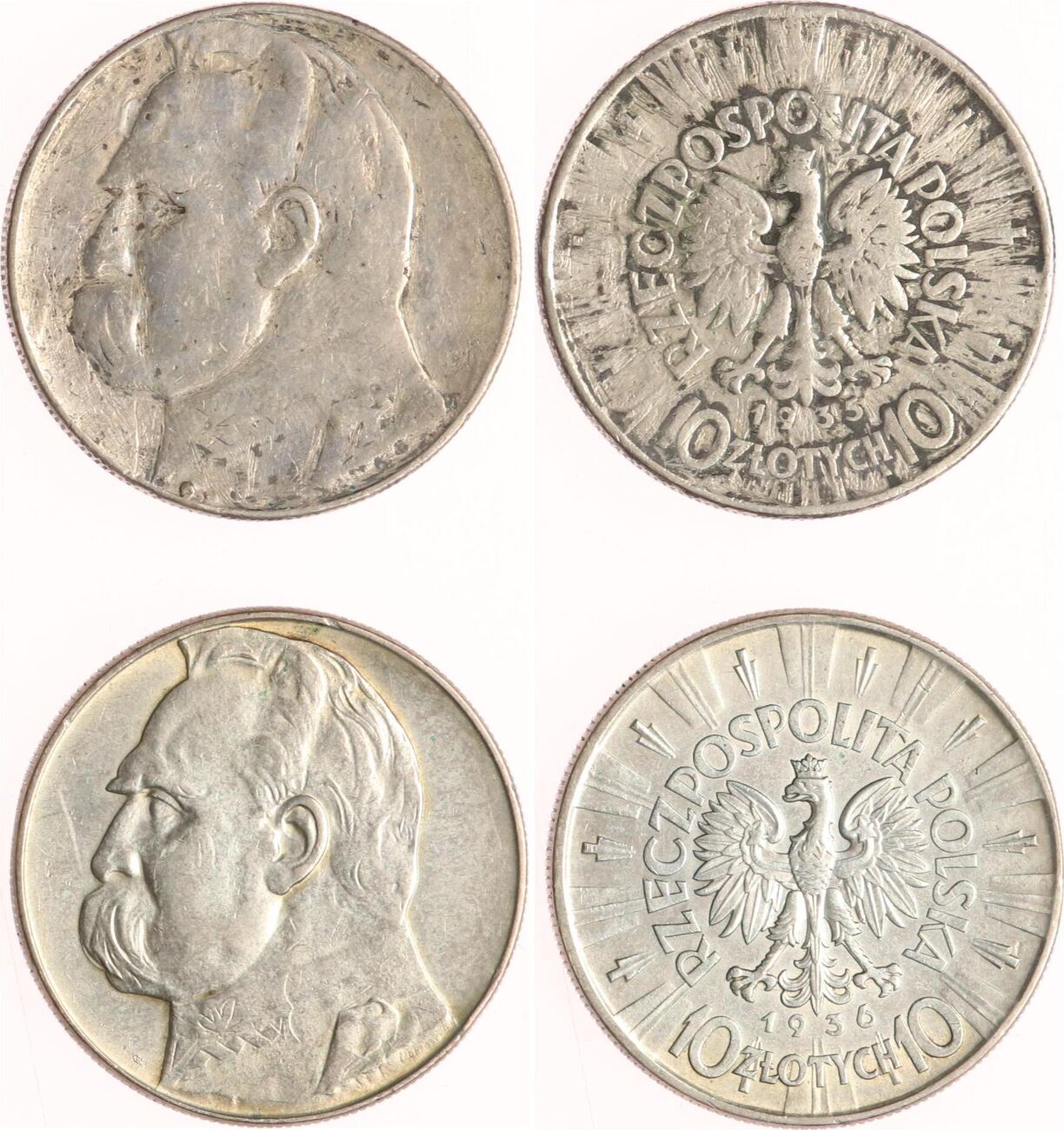 Polen 2 x 10 Zlotych 1935, 1936 Republik 1919-1939. Sehr schön | MA-Shops