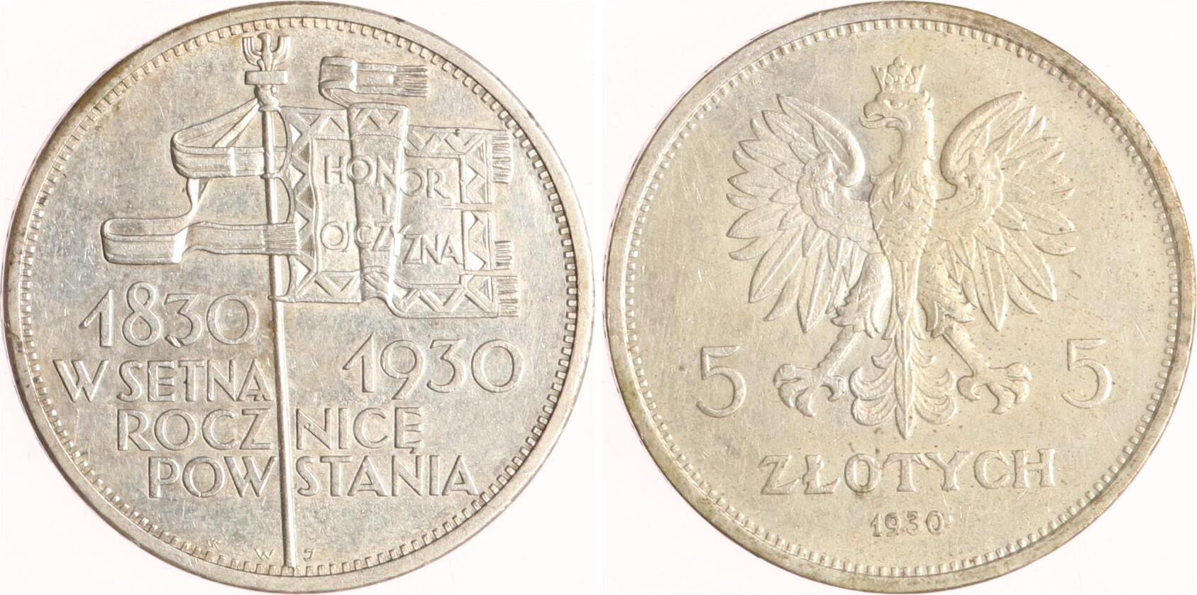 Polen 5 Zlotych 1930 Republik 1919-1939. Sehr schön - vorzüglich | MA-Shops