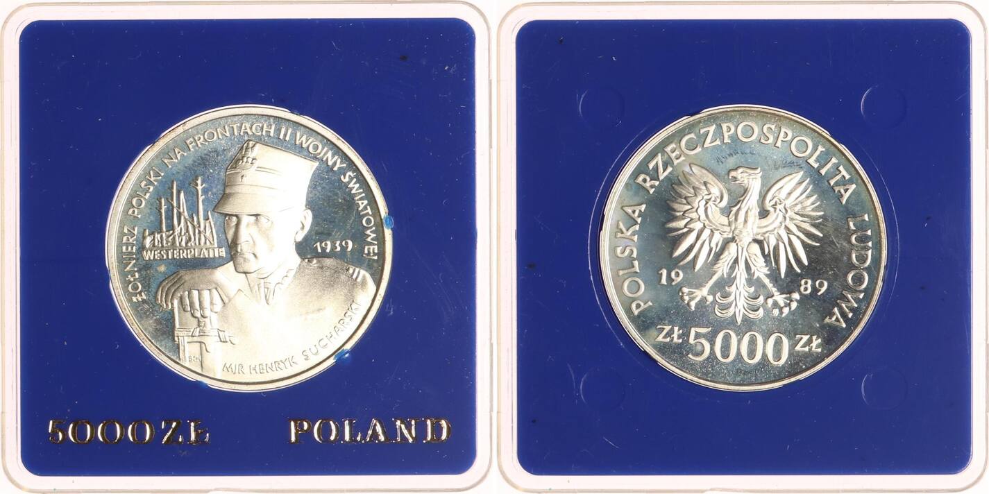 Polen 5000 Zlotych 1989 Westerplatte Polierte Platte MA Shops