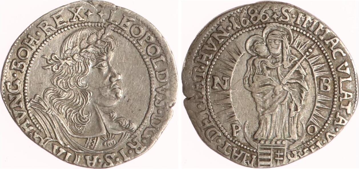 Haus Habsburg 6 Kreuzer 1686 Nagybanya Leopold I. 1657-1705. Sehr schön ...
