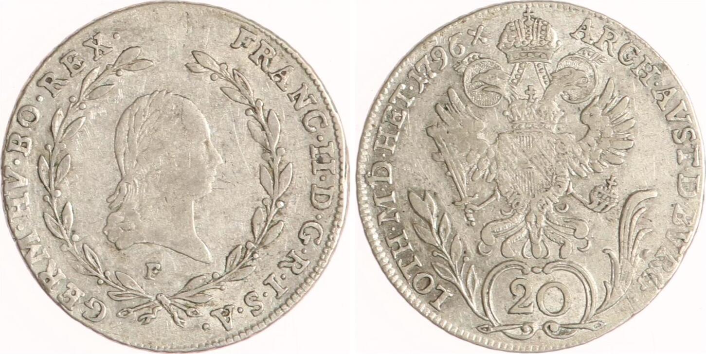 Österreich 20 Kreuzer 1796 F Franz II. (I.) 1792-1835. Sehr schön | MA-Shops