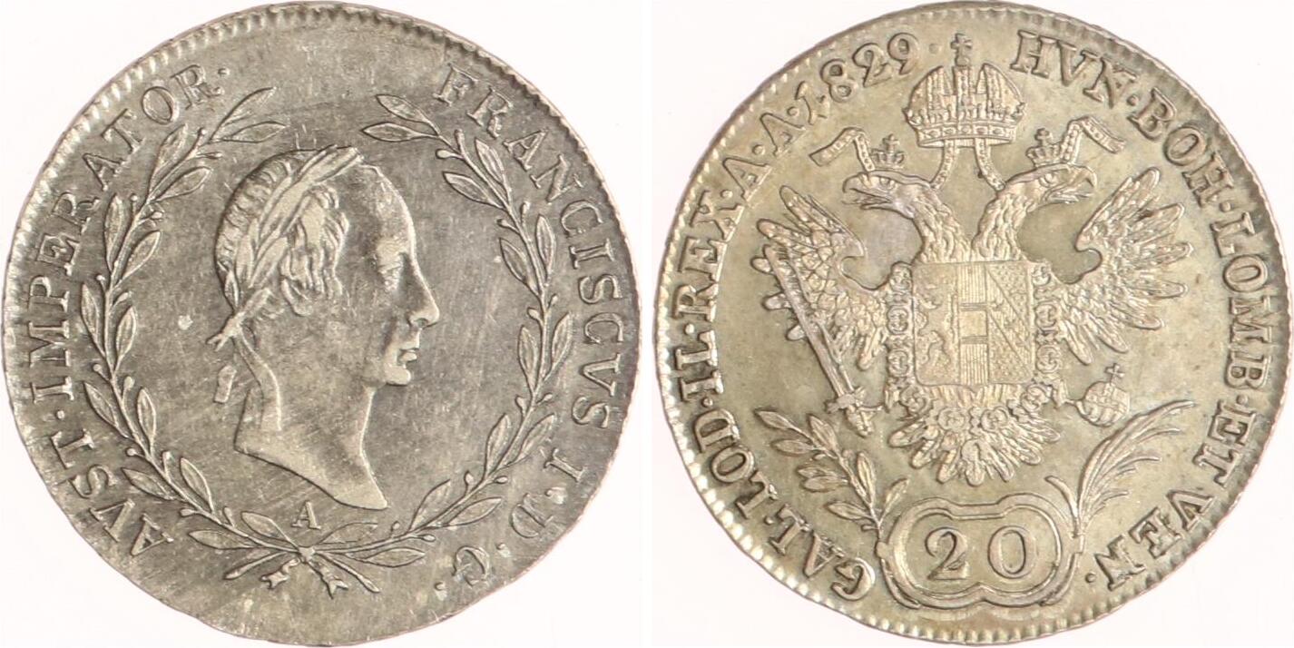 Österreich 20 Kreuzer 1829 A Franz II. (I.) 1792-1835. Vorzüglich | MA-Shops