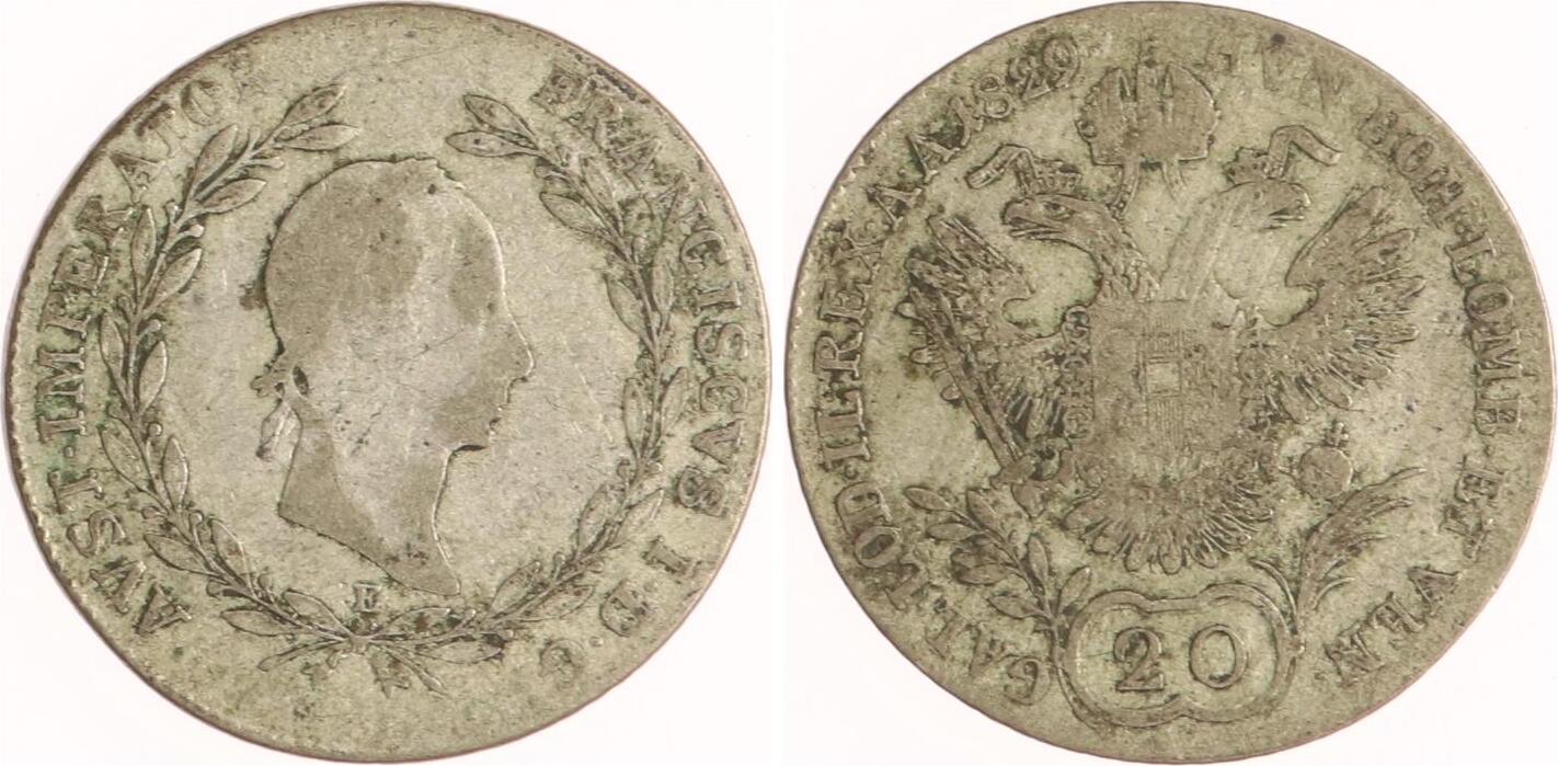 Österreich 20 Kreuzer 1829 E Franz II. (I.) 1792-1835. Schön | MA-Shops