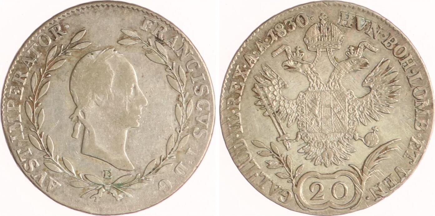Österreich 20 Kreuzer 1830 E Franz II. (I.) 1792-1835. Schön | MA-Shops