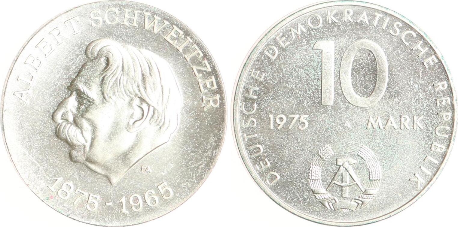 DDR 10 Mark 1975 A Albert Schweitzer. Fast Stempelglanz | MA-Shops