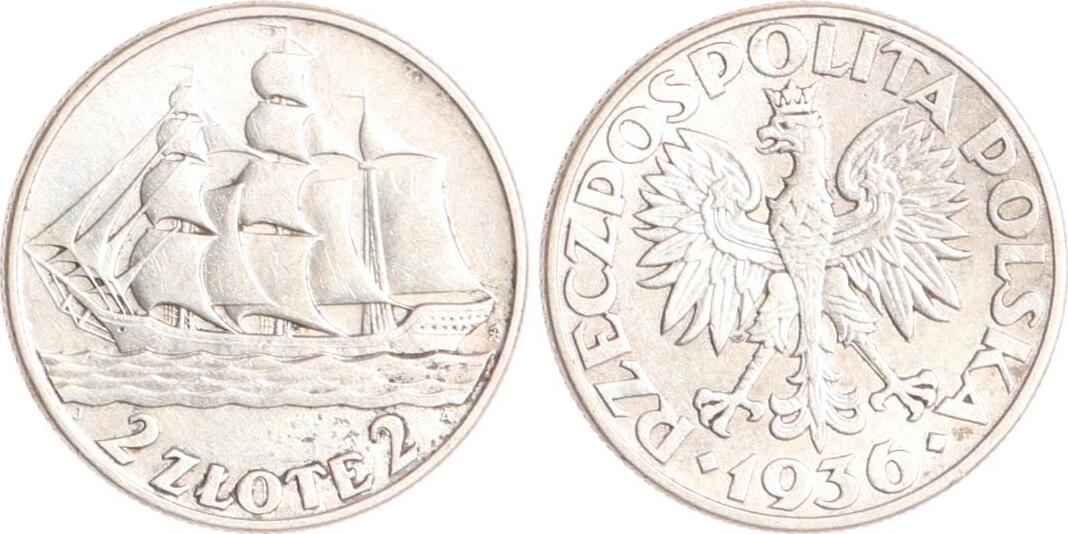 Polen 2 Zlote 1936 Republik 1919-1939. Sehr schön - vorzüglich | MA-Shops