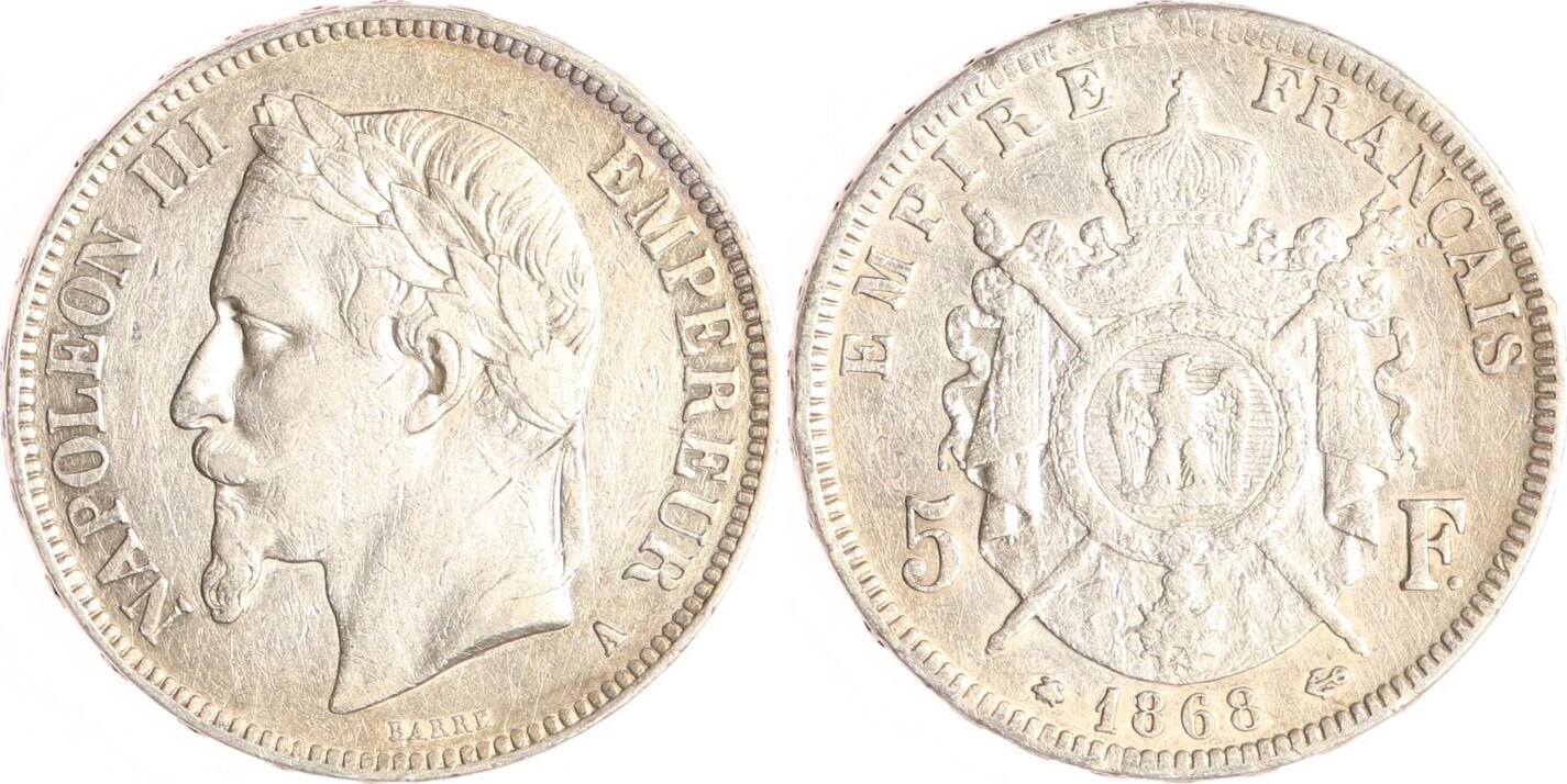Frankreich 5 Francs 1868 A Napoleon III. 1852-1870. Sehr schön | MA-Shops