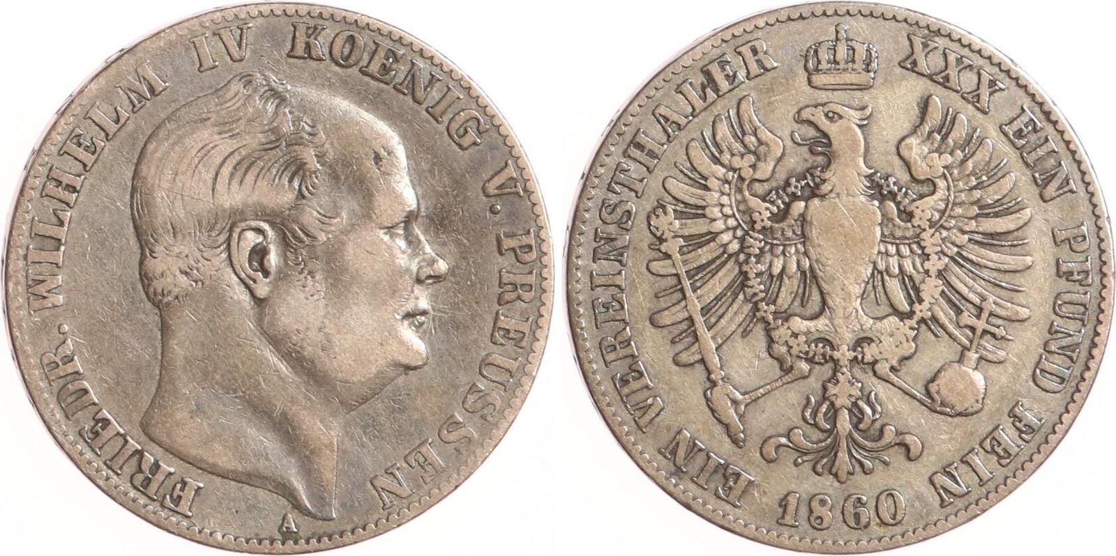 Preussen Taler 1860 A Friedrich Wilhelm IV. 1840-1861. Sehr schön | MA ...
