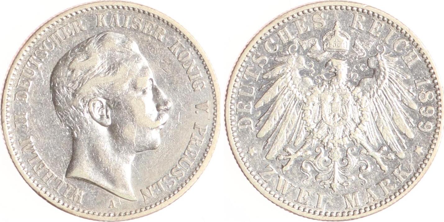 Preussen 2 Mark 1899 A Wilhelm II. 1888-1918. Sehr schön | MA-Shops