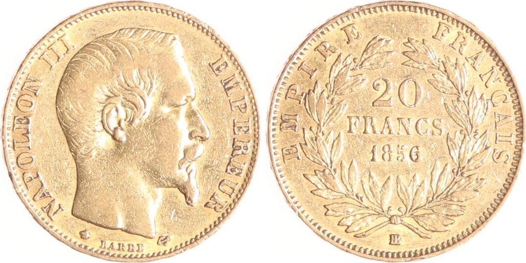 Frankreich 20 Francs 1856 BB Napoleon III. 1852-1870. Sehr schön - vorzüglich | MA-Shops