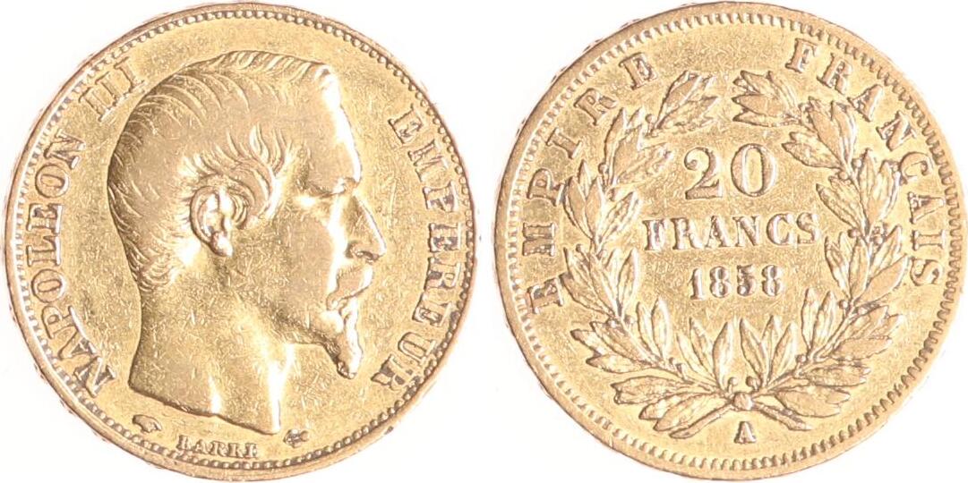 Frankreich 20 Francs 1858 A Napoleon III. 1852-1870. Sehr schön - vorzüglich | MA-Shops